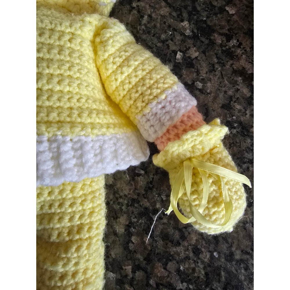 Handmade | Toys | Handmade Crochet Baby Doll Yellow Hooded Outfit Plush ...